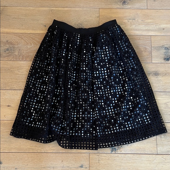 Anthropologie | Skirts | Erin Ali Anthropologie Black Lattice Overlay ...